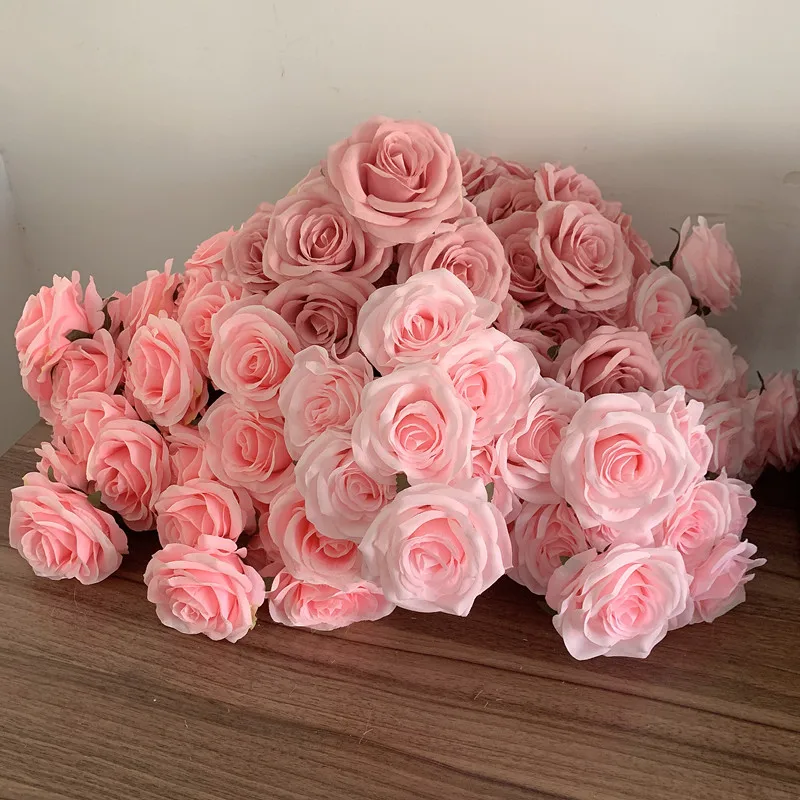 9Heads-Roses-Bouquet-Artificial-Flower-light-Pink-nude-Pink-Rose-Fake ...