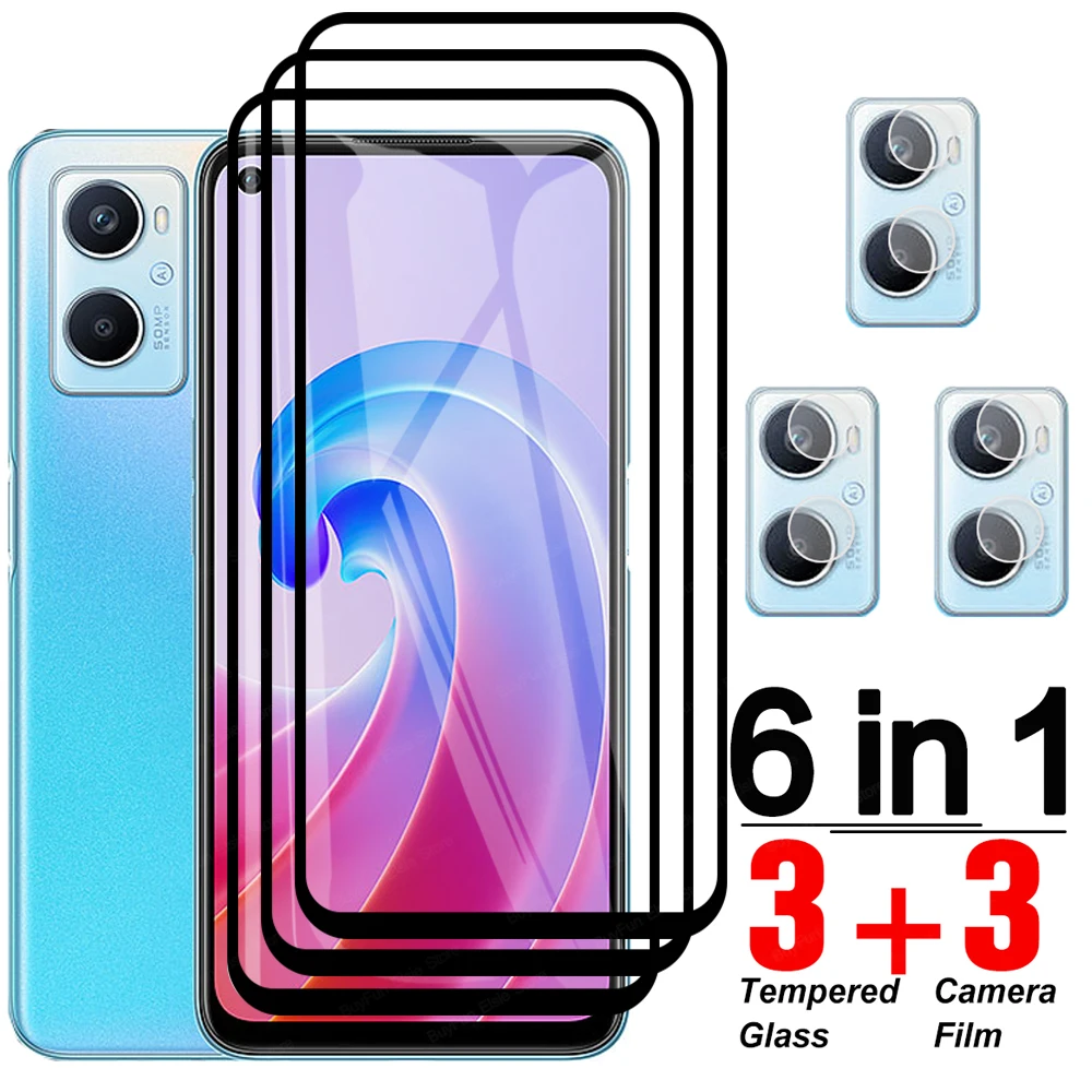 6 in 1 Tempered Glass For Oppo A96 Screen Protector Full Cover Film For ...