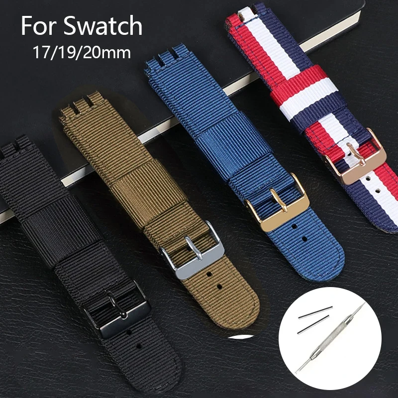 Nylon-Leather-Wrist-Strap-for-SWATCH-Series-Canvas-Replacement ...