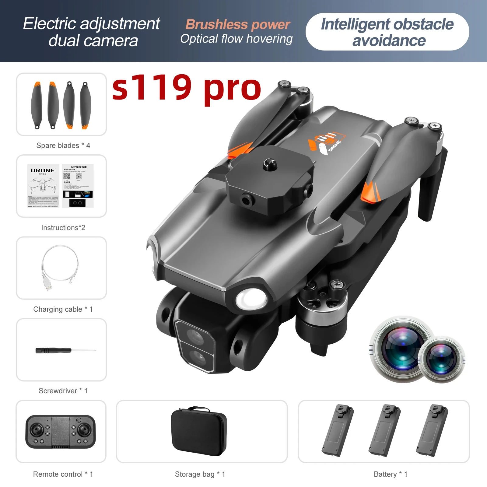 New-S119-MAX-Drone-4K-Professinal-HD-Camera-Wide-Angle-Optical-Flow ...