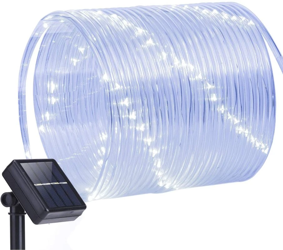 50/100 LEDs Solar Powered Rope Tube String Lights Outdoor Waterproof ...