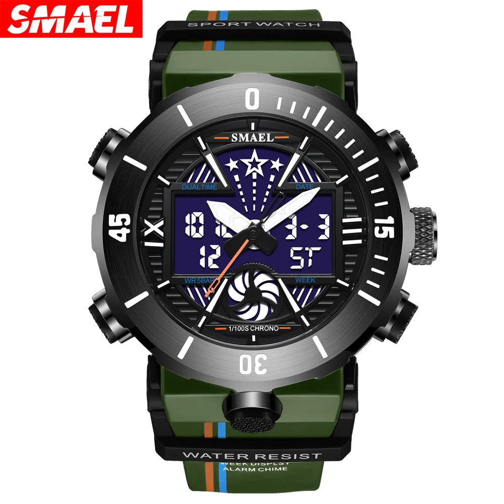 SMAEL Dual Display Watch Military Quality Mens Sports Watches Digital ...
