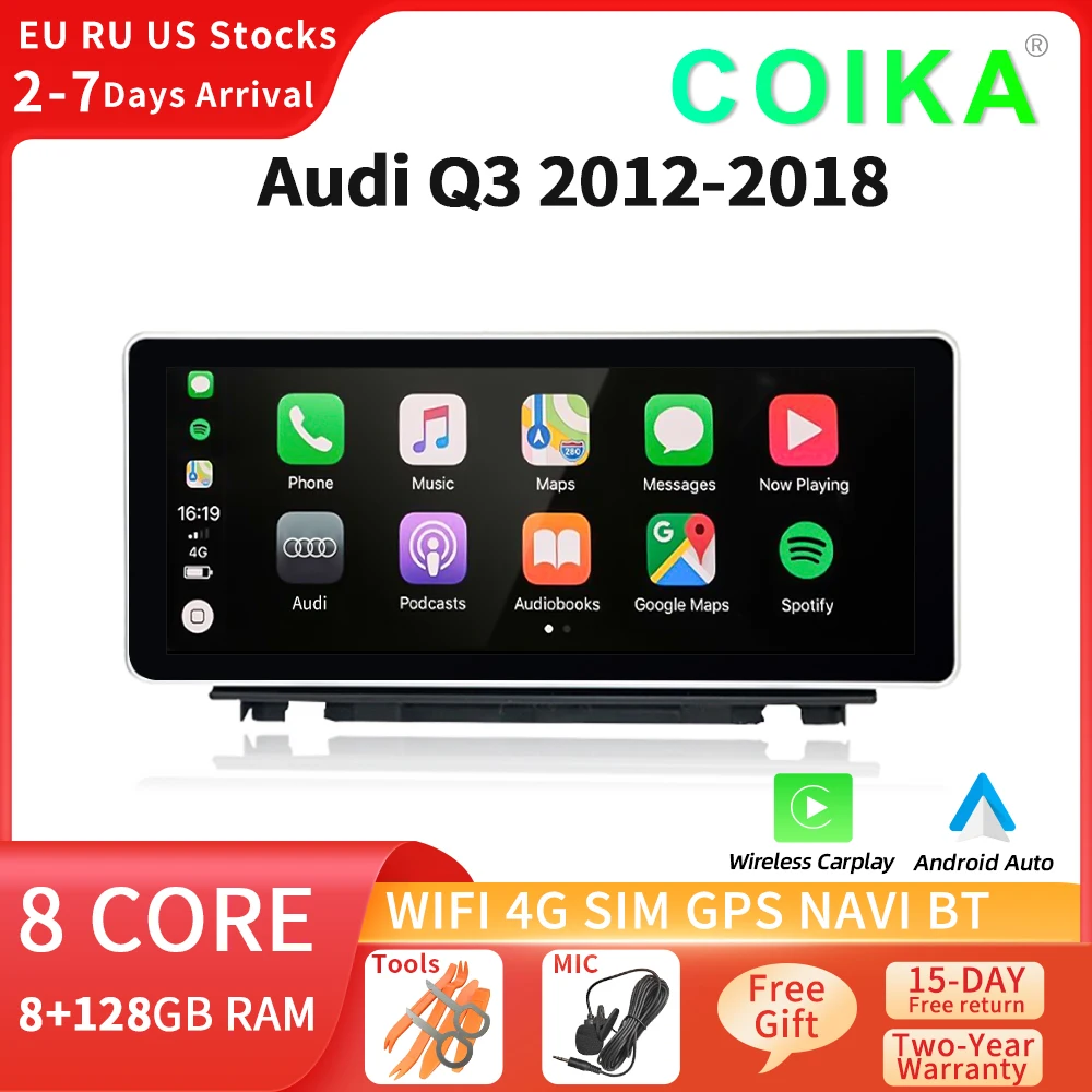 8 Core Android 10 System Car Multimedia Stereo For Audi Q3 Google Wifi ...