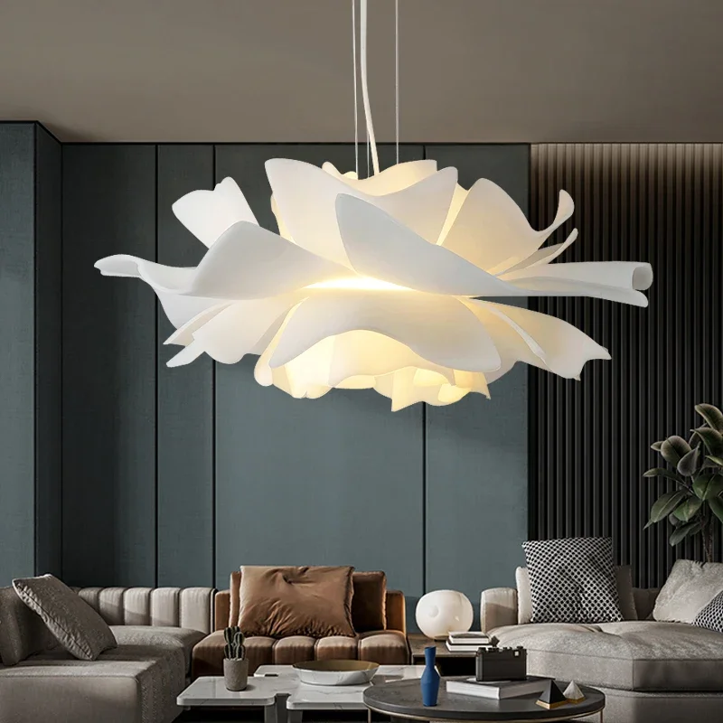 Postmoderne-Designer-Pendel-leuchte-wei-e-Blume-LED-H-ngelampe-f-r ...