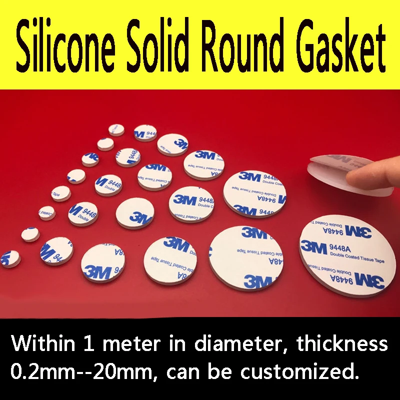 Solid-Round-Flat-Gaskets-Silicone-Gasket-with-3M-Adhesive-Seal-Ring ...