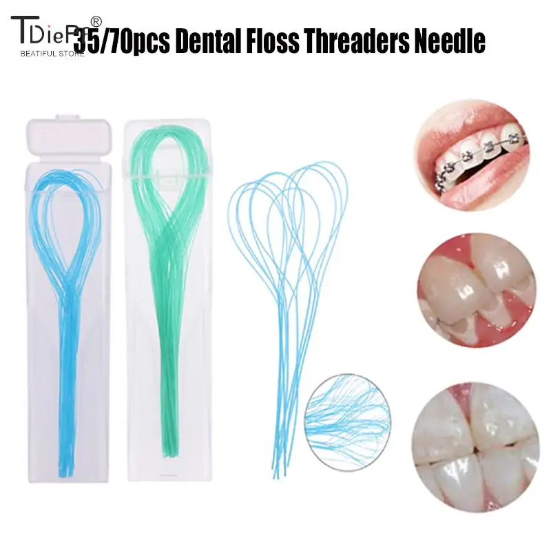 35-70PC-Dental-Floss-Traction-Line-Threader-Dental-Traction-Line-Crown ...