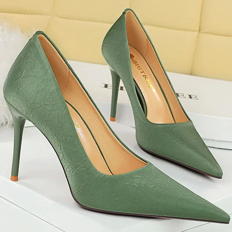Women-7-5cm-9-5cm-High-Heels-Pumps-Lady-Wedding-Bridal-Green-Silk-Heels ...