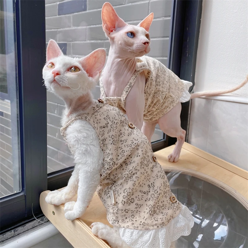 Sphynx Cat Clothes Cotton Lace Floral Dress for Kittens Spring Sweet ...