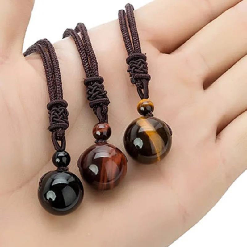 Natural-Tiger-Eye-Stone-Necklaces-for-Men-High-Quality-Round-Beads ...