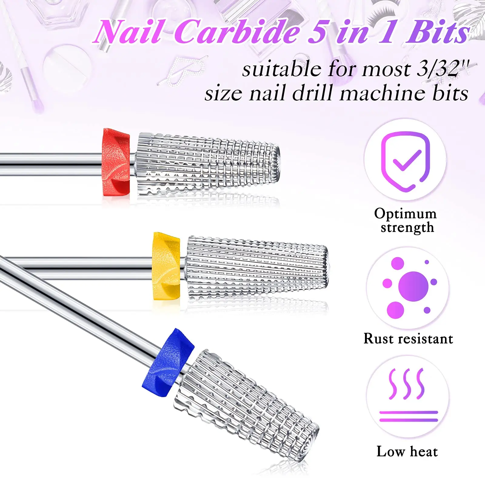 Nail Drill Bits Tungsten Carbide E file Bit Remove Acrylic Gel Nail ...