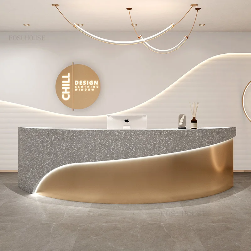 Modern Curved Reception Counter Design