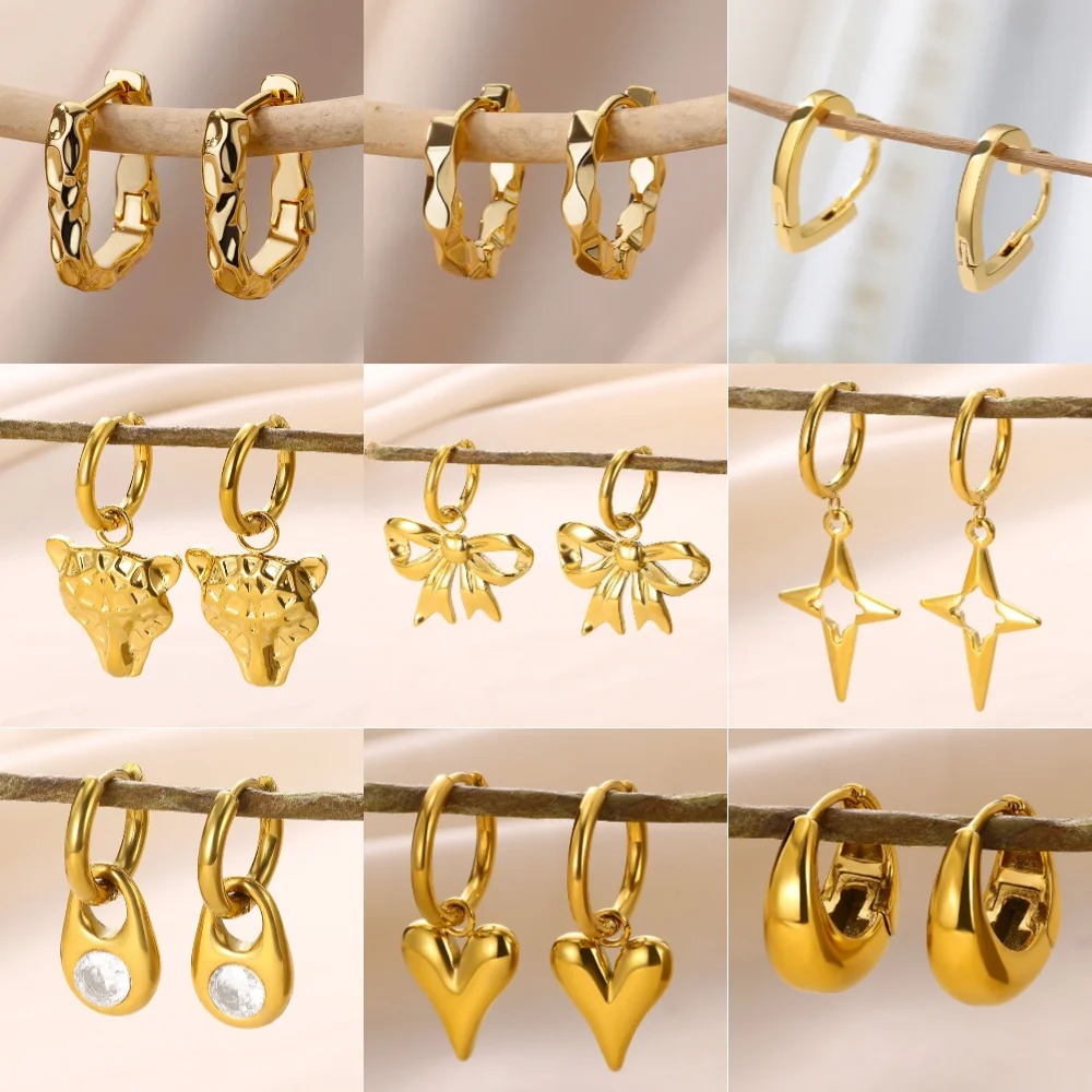 Pendientes-de-aro-de-acero-inoxidable-para-mujer-Aretes-de-moda-Color ...