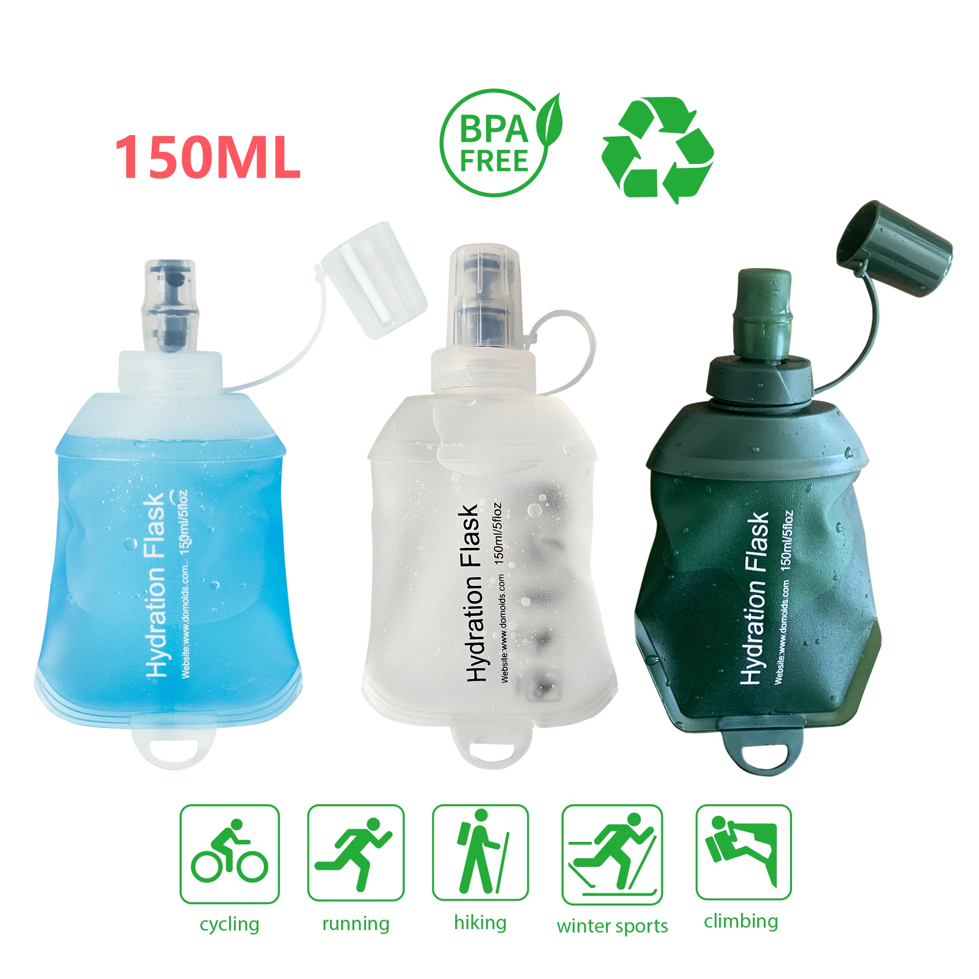 AXEN-150ML-Folding-Water-Bottle-White-Green-Blue-Small-Collapsible-Soft ...