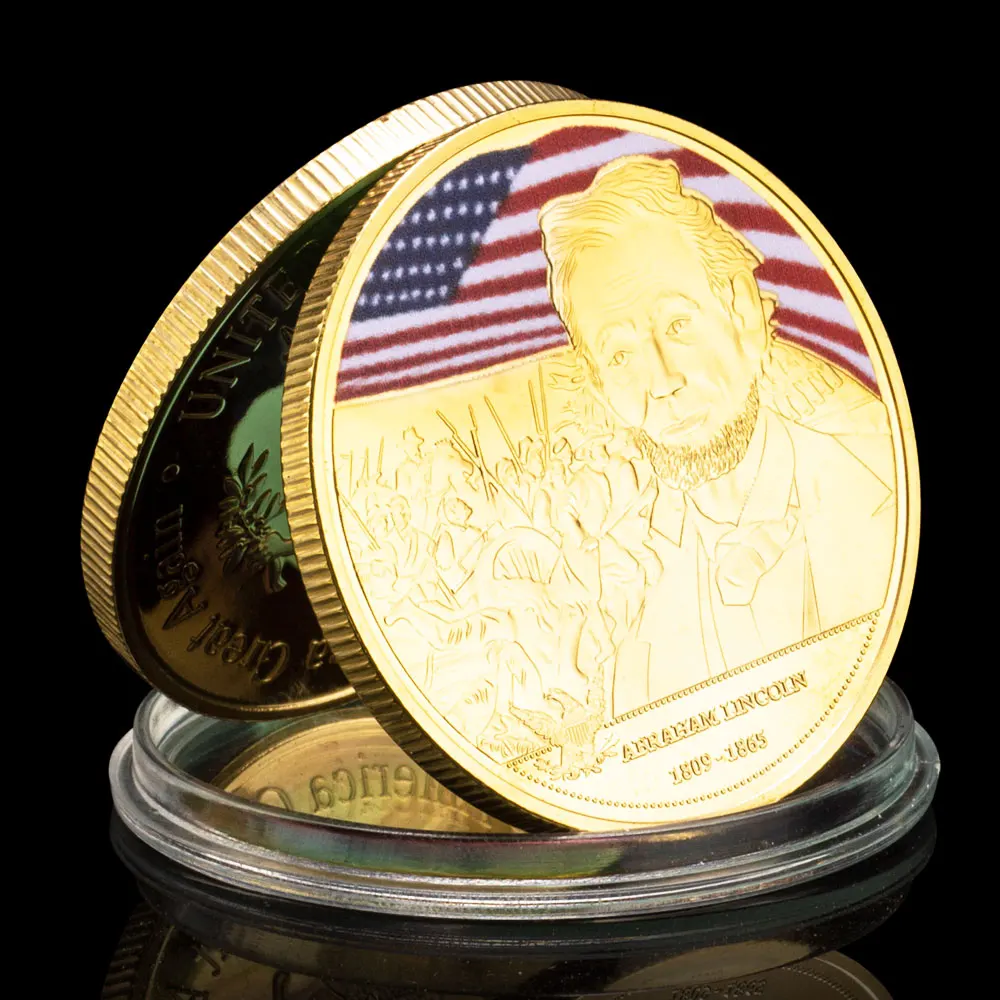 US-President-Abraham-Lincoln-Souvenir-Gold-Plated-Coin-Collectible-Gift ...