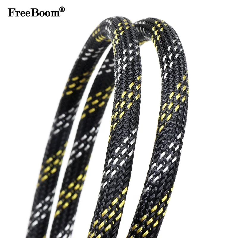 1~50m Black Gold Silver PET Braid Sleeve 2/4/6/8/10/12/14/16mm High ...