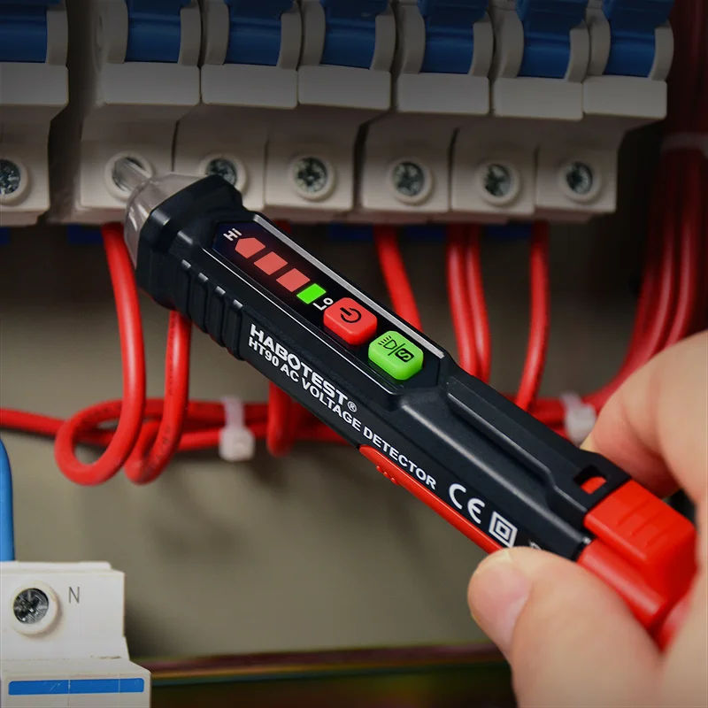 HABOTEST 전압 표시기 배선 테스터 비 접촉 전압 검출기 HT90 전기 테스트 펜 스마트 와이어 브레이크 파인더 AC 12 ...