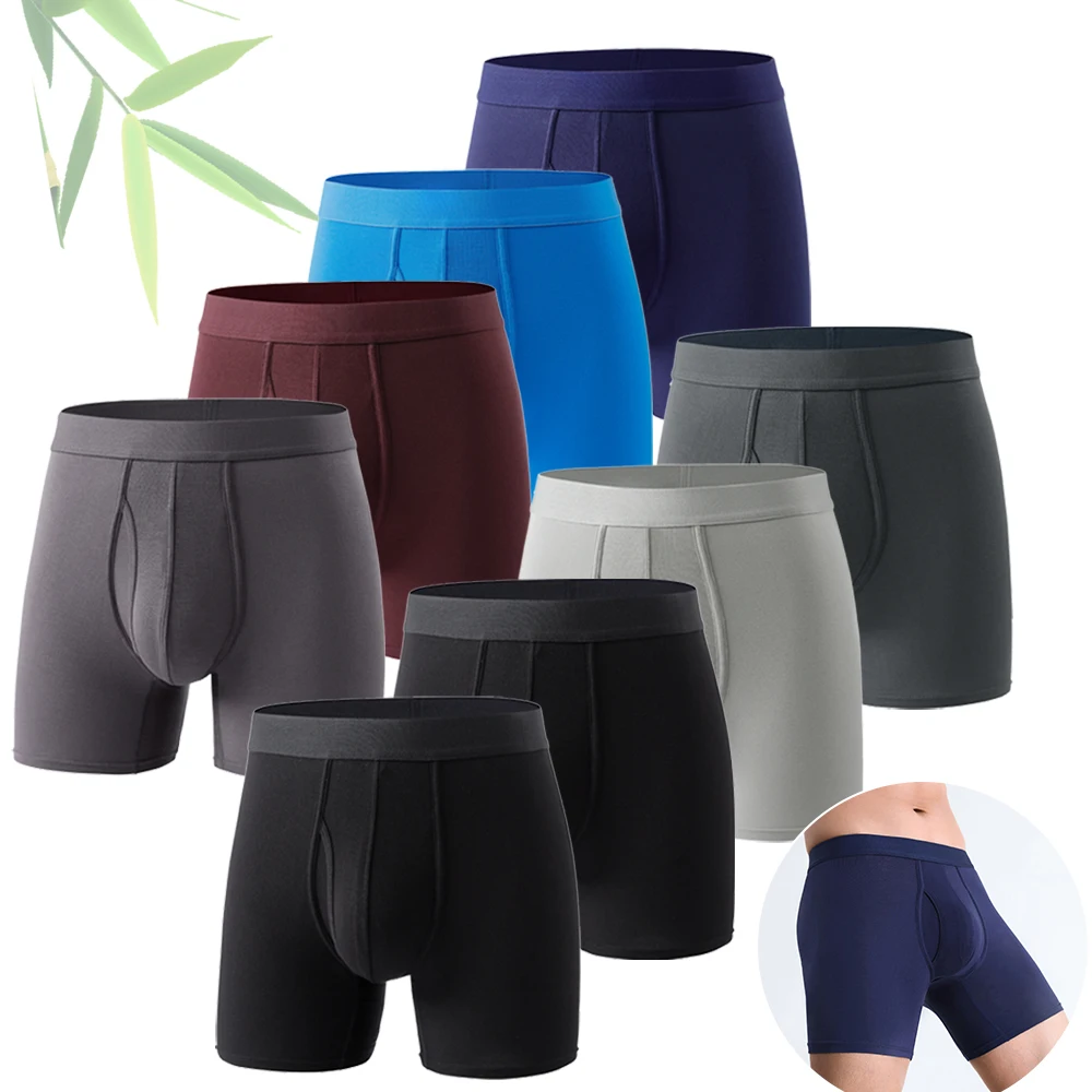 8-Pack Boxers Man Bamboo Fiber Men's panties Sexy Long Boxer Briefs ...
