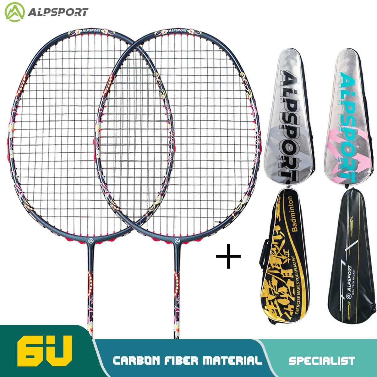 Alpsport-HQ-6U-72-2g-Ultralight-35-lbs-100-Full-Carbon-Fiber-Badminton ...