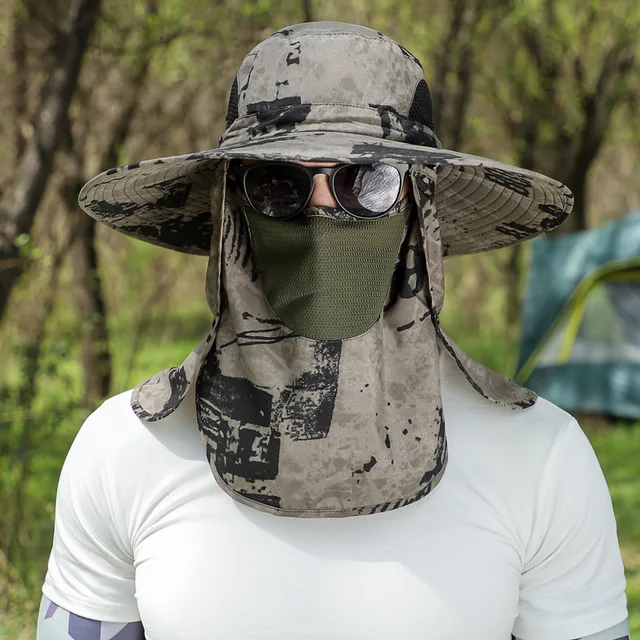 3pcs/Set Men Bucket Hat with Shawl Veil Camouflage Summer Sand ...
