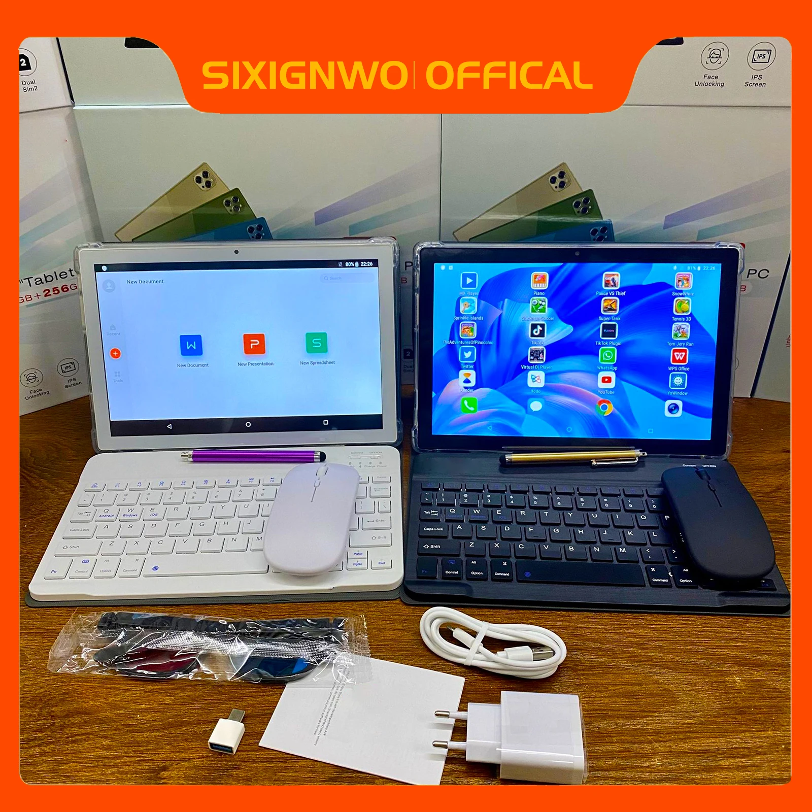 6GB-RAM-256GB-ROM-Android-13-GPS-2-in-1-Tablet-with-Keyboard-Mouse-Octa ...