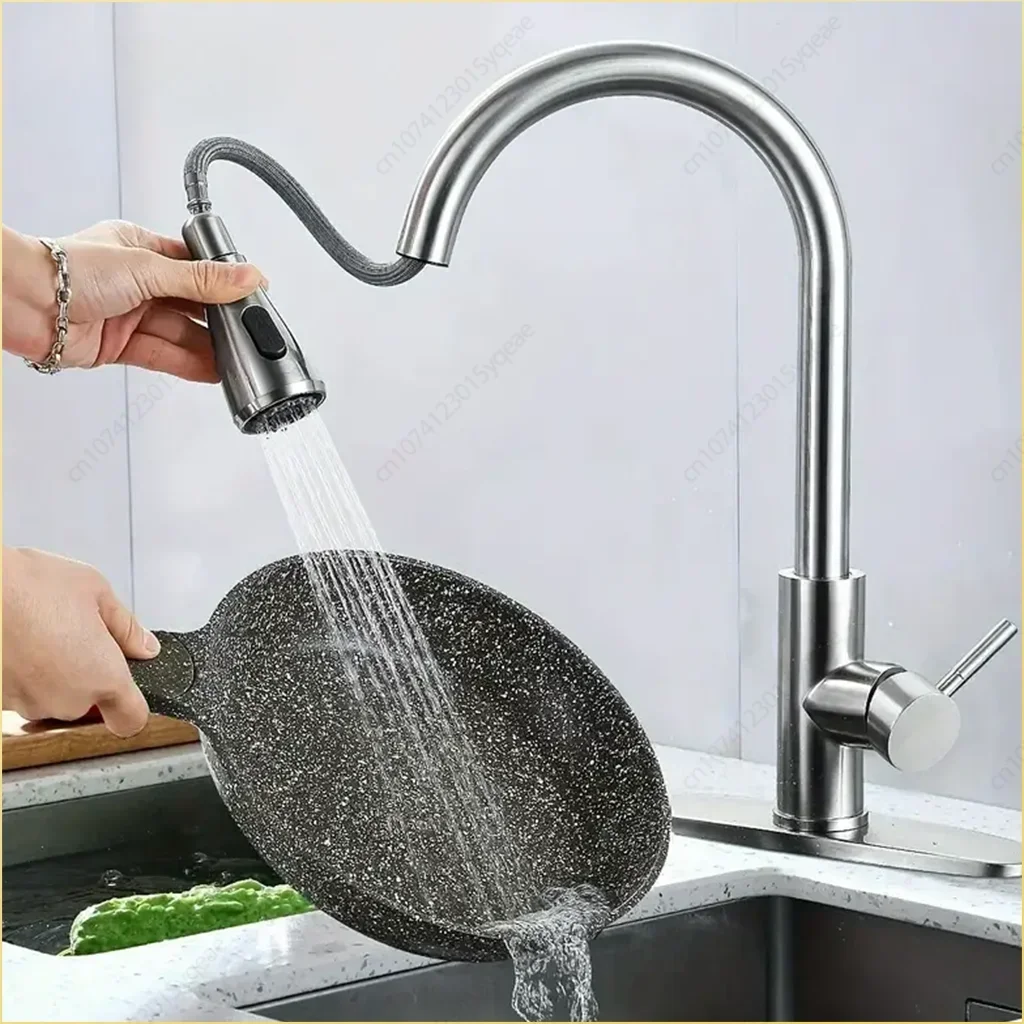 1PC-Kitchen-Faucets-Stainless-Steel-Pull-Out-Kitchen-Sink-Water-Tap ...