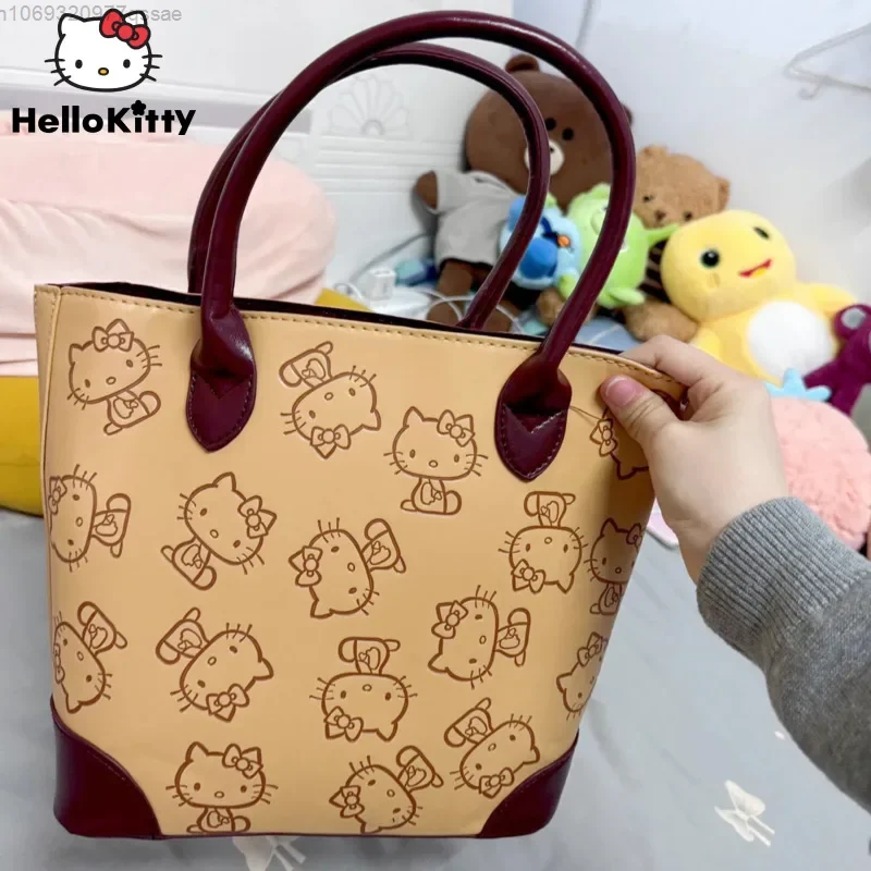 Medieval-Vintage-Textures-Cute-Hello-Kitty-Spliced-Handbag-Y2k-Women-s ...