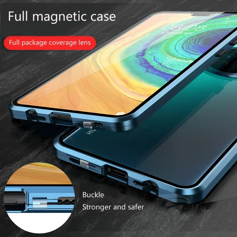 Full-Protection-Metal-Magnetic-Double-sided-Glass-Snap-Lock-Case-For ...