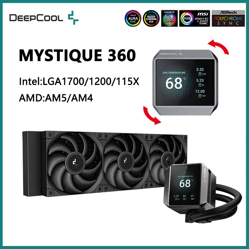 DEEPCOOL-MYSTIQUE-360-Water-cooled-radiator-2-8-inch-LCD-screen-display ...