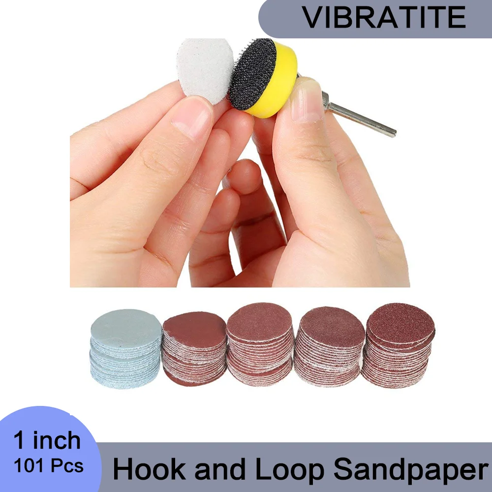 100 PCS 1 Inch Sanding Discs 25mm Grinding Sand Papers with 1/8" Shank ...