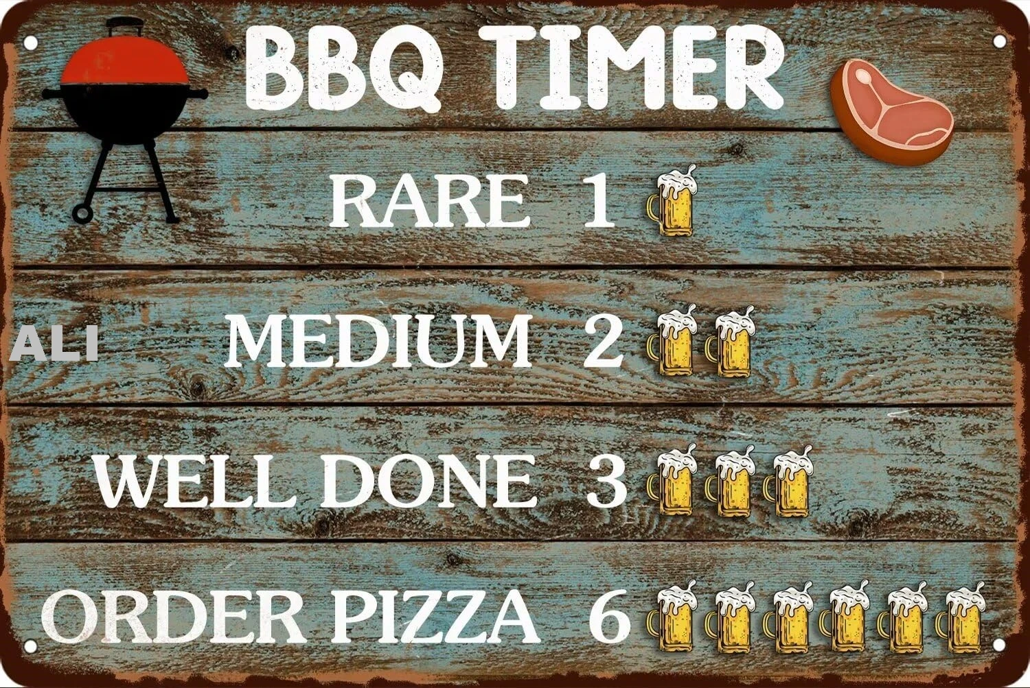 Funny BBQ Quote Metal Signs BBQ Timer Tin Sign Vintage Outdoor Grilling ...