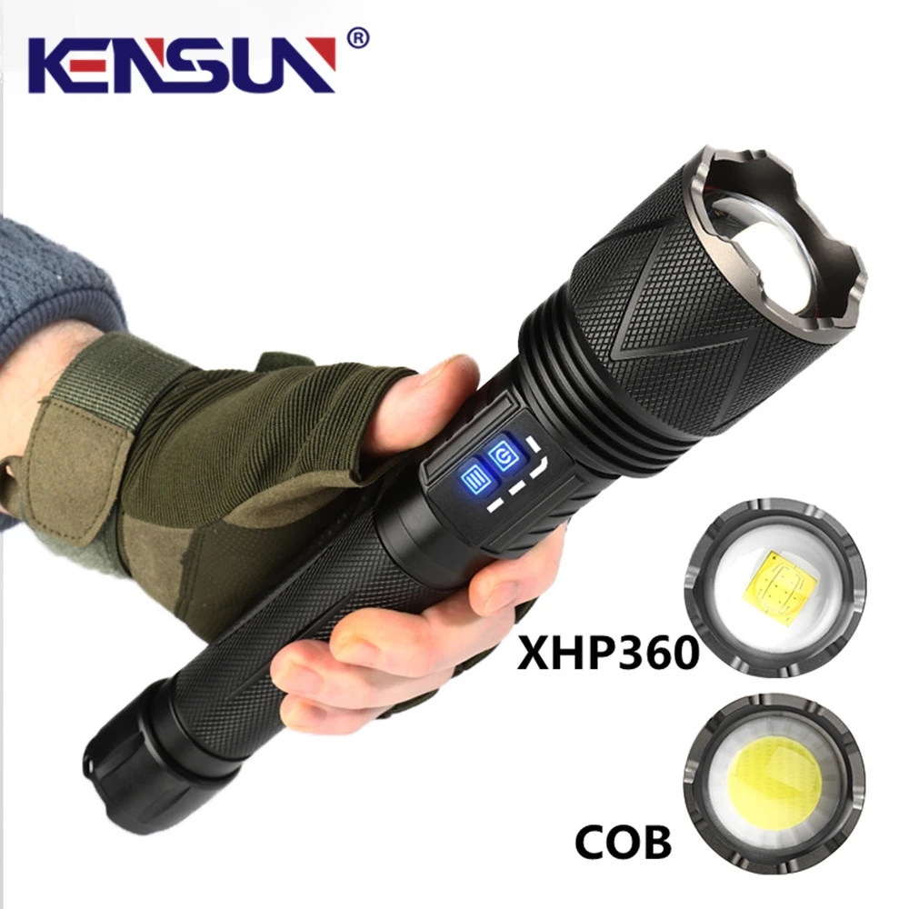 High-power Xhp360 Flashlight Strong Light Double Switch Type-c Charging ...