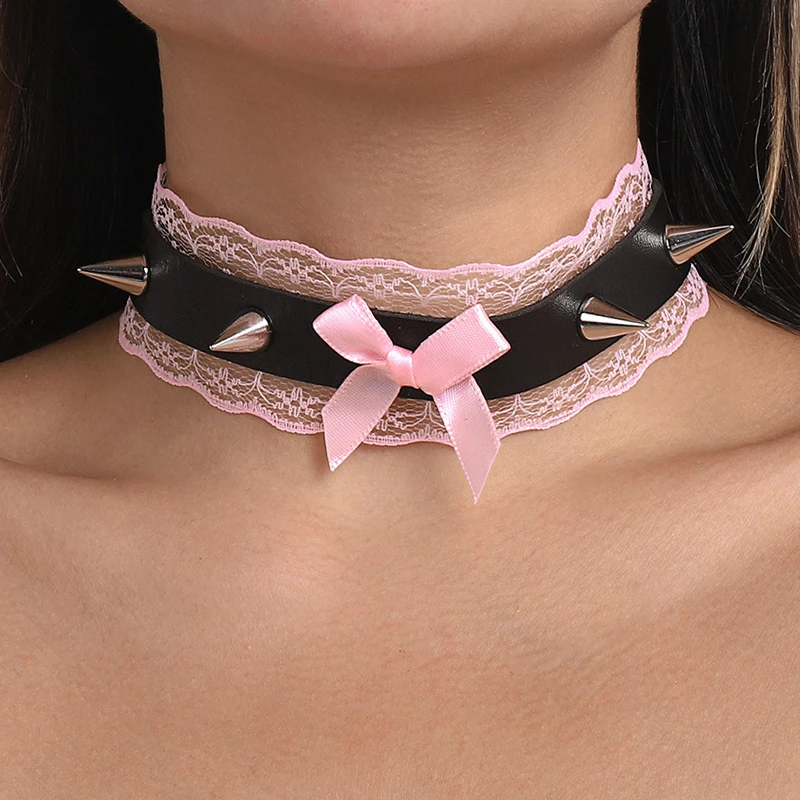 Choker Necklace Women Lace | Y2k Pink Goth Necklace | Necklaces Choker Pink - Y2k - Aliexpress