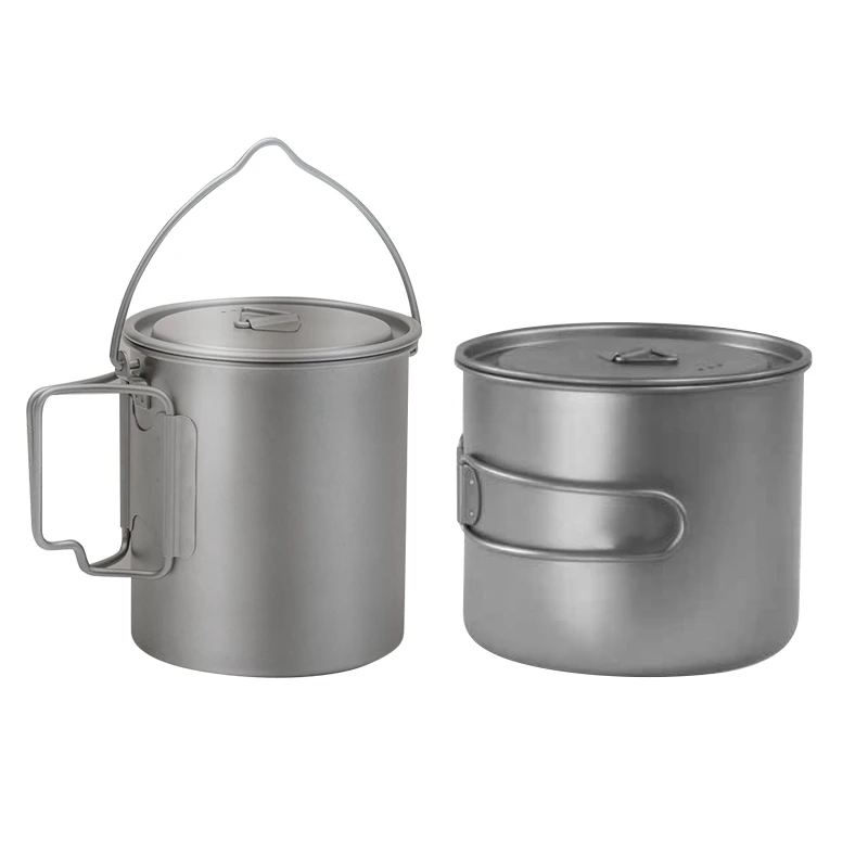 Portable Ultralight Titanium Cup Camping Cookware Outdoor Cooking ...