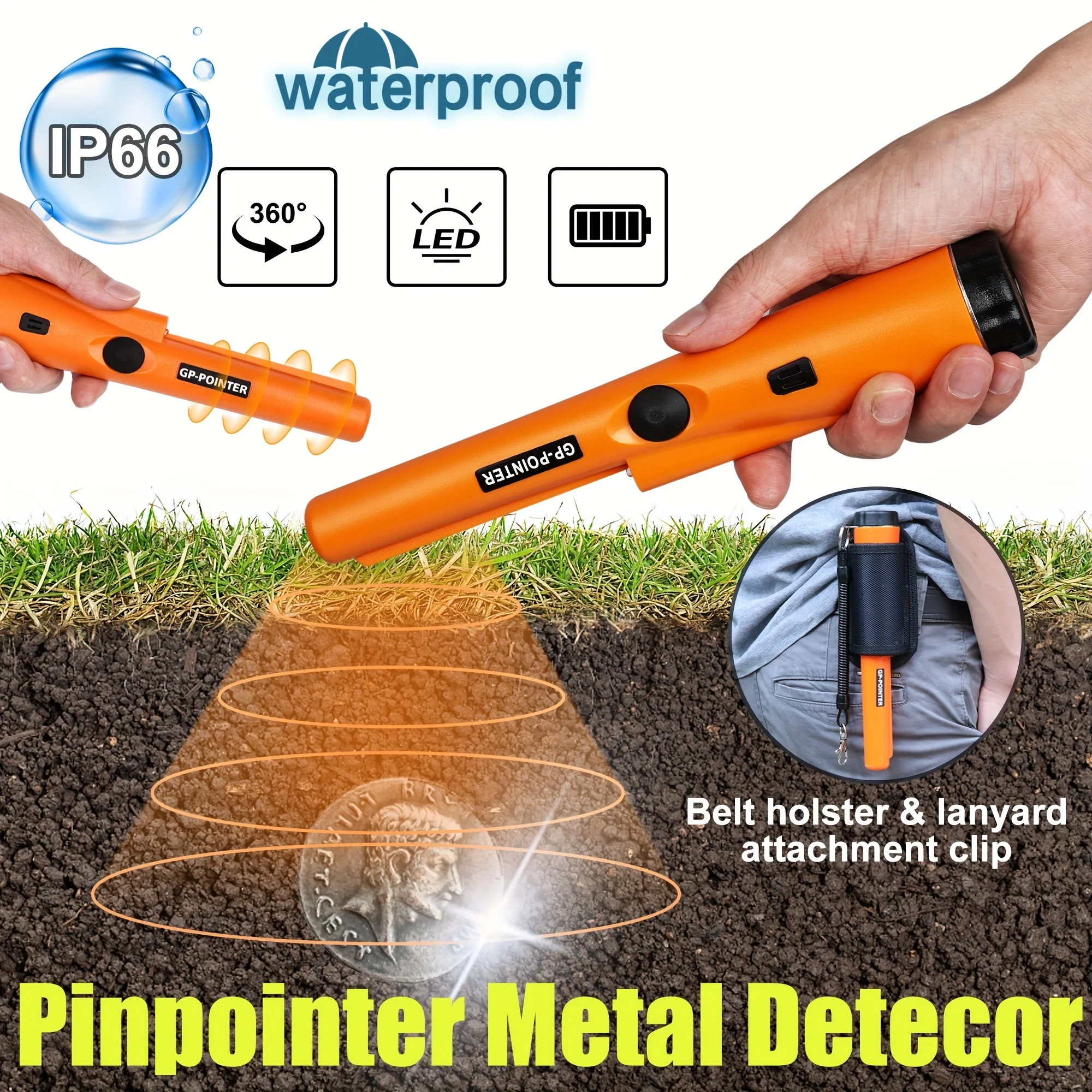 Metal-Detector-Pinpointing-Probe-Treasure-Hunting-Tool-Buzzer-Vibration ...