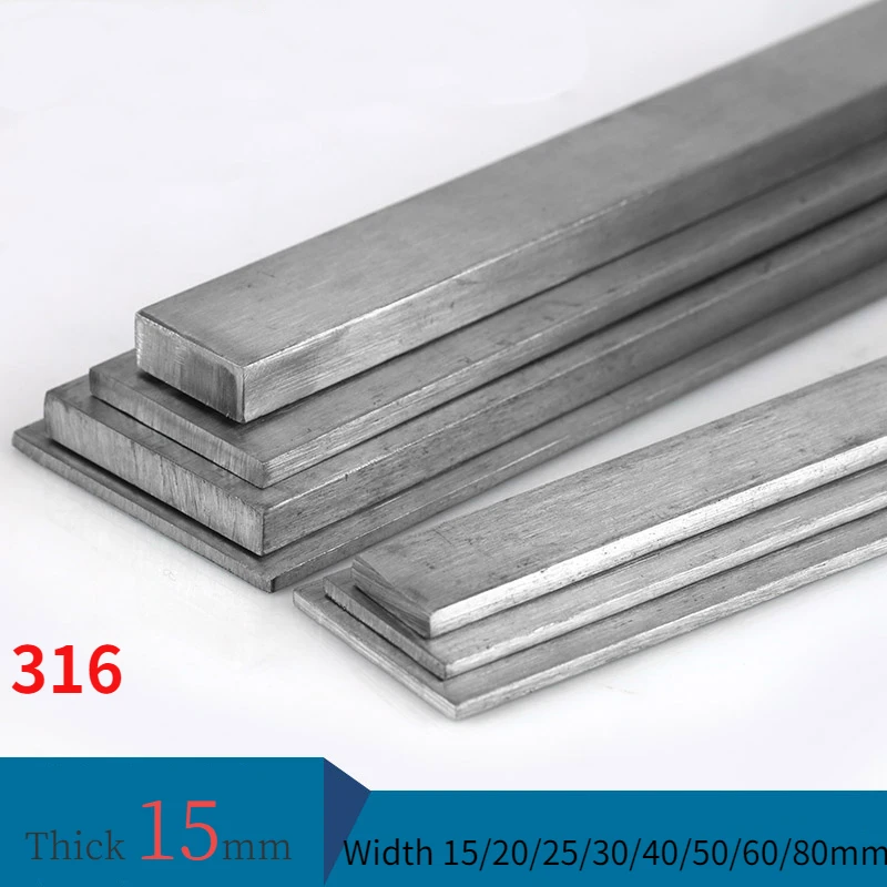 316 Stainless Steel Bar Plate Rob Thickness 15 mm Width 15/20/25/30/40/50/60/80mm Length 100mm ...