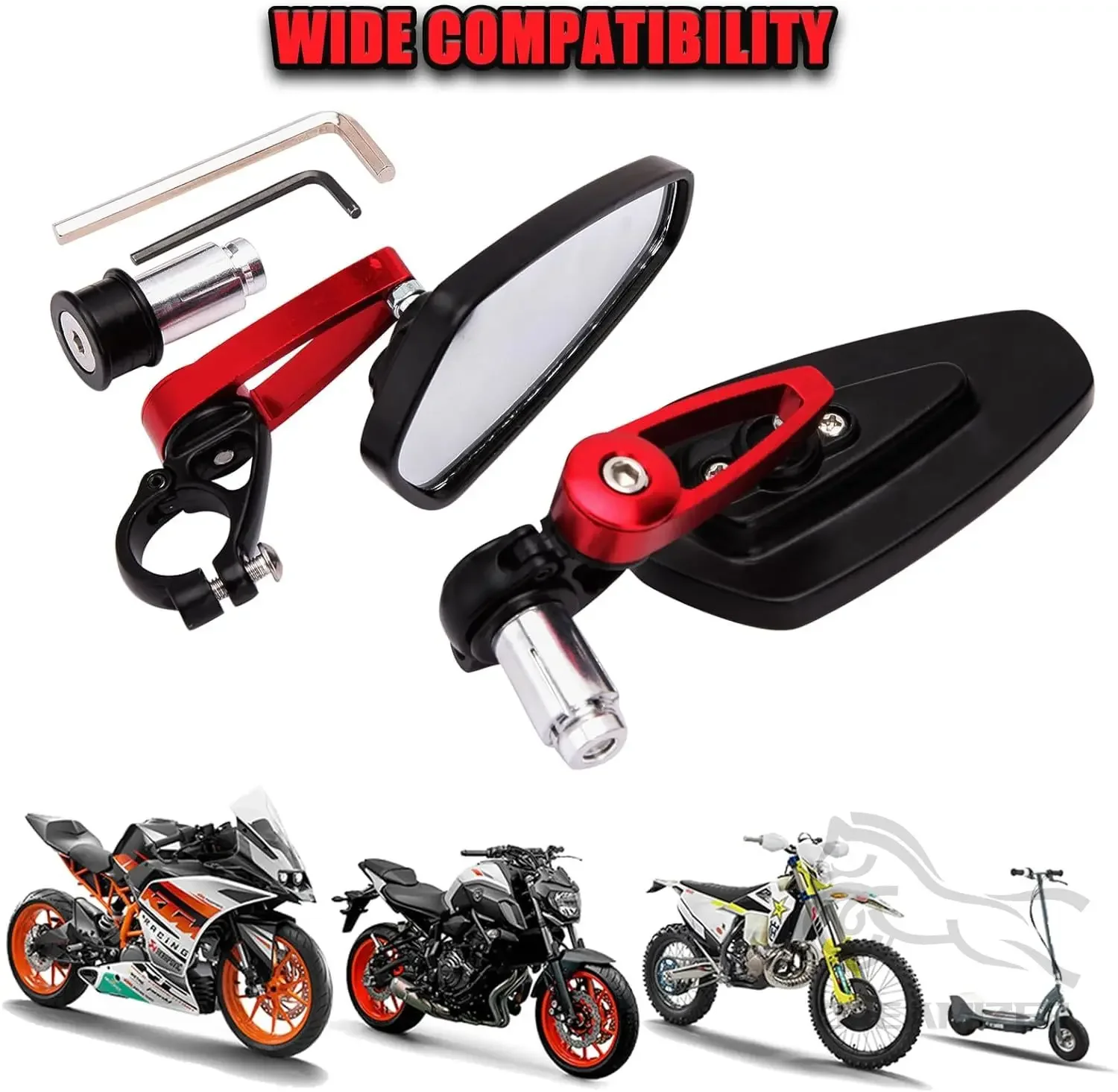 Universal 7 8 22mm Cnc Motorcycle Rearview Mirrors Clear Glass Scooter