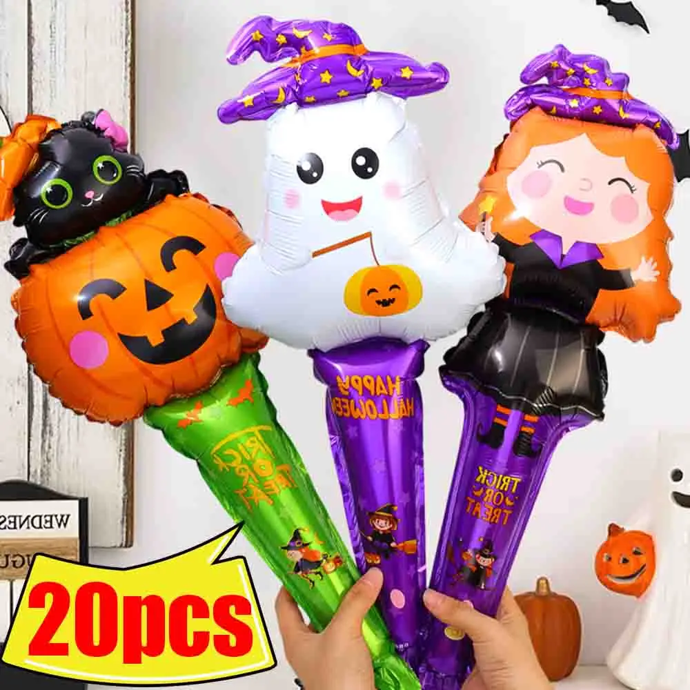 20-10PCS-Halloween-Witch-Pumpkin-Ghost-Sticks-Balloon-Cute-Inflatable ...
