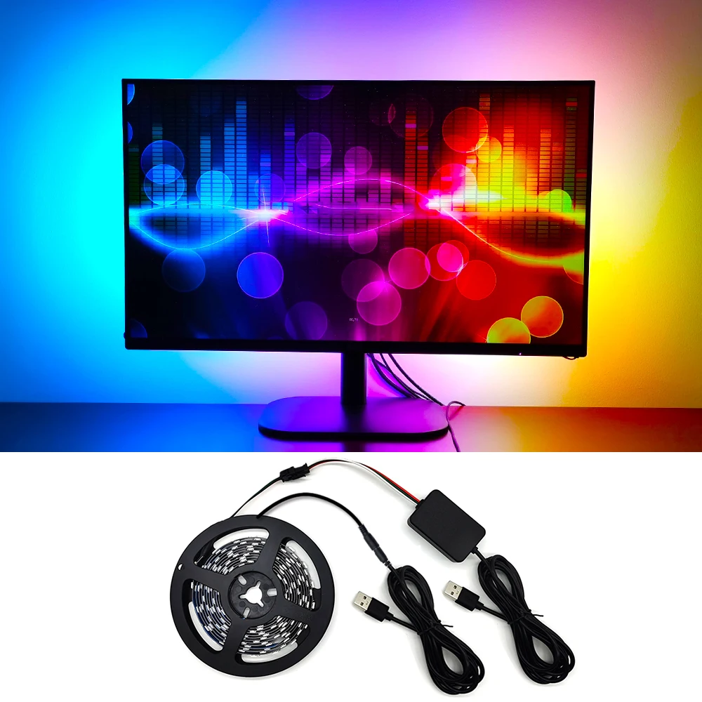 Ws2812 Rgb Usb Led Faixa De Luz Monitor Computador Desktop Tela Do ...