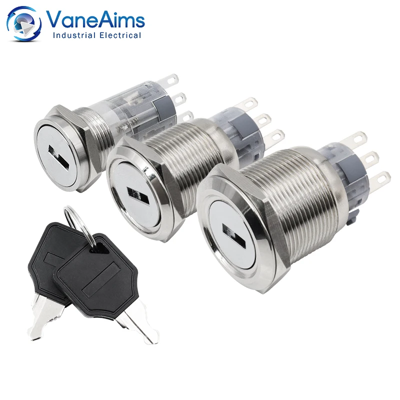 16MM-19MM-22MM-Rotary-Key-Selector-Switch-2-3-position-Waterproof-Self ...