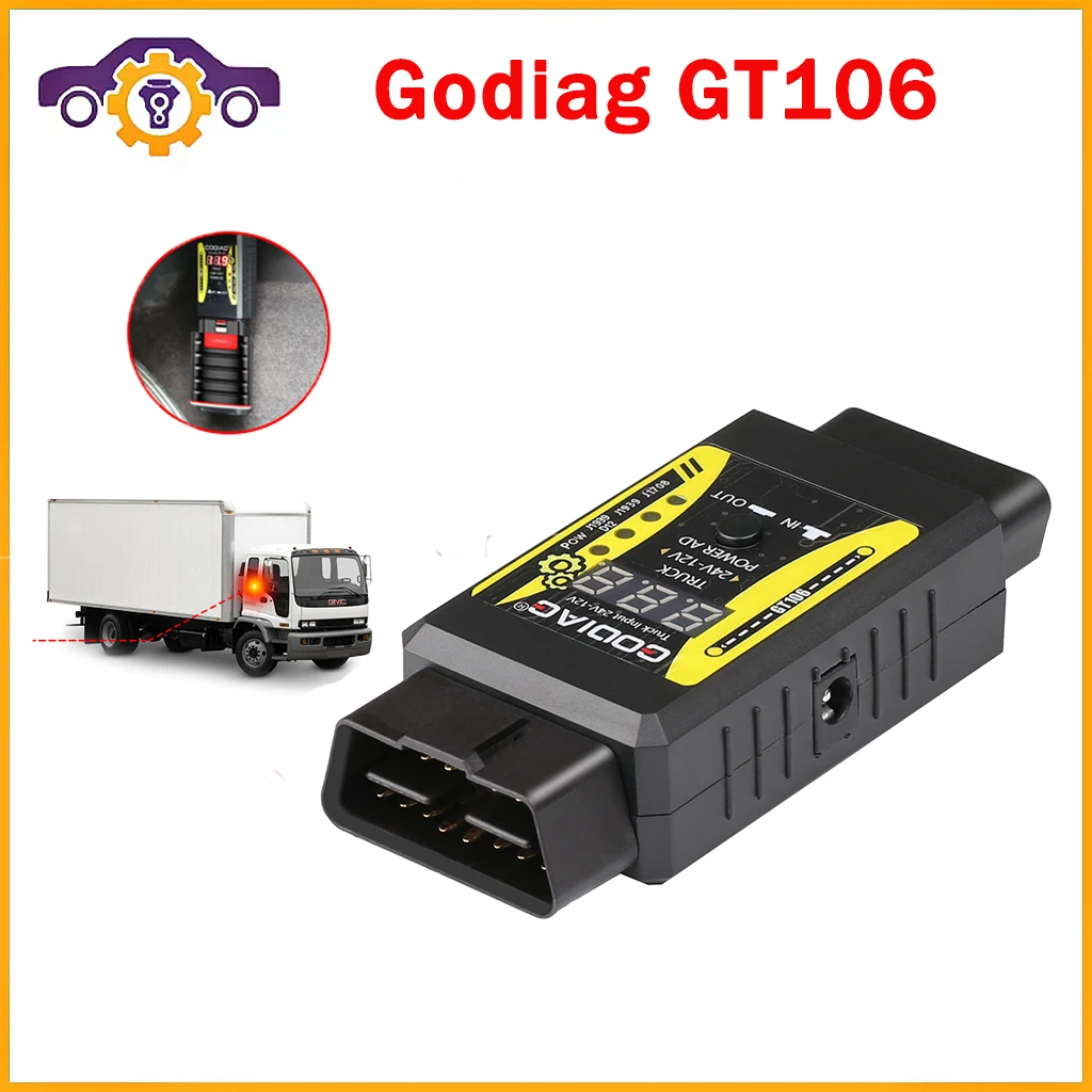 GODIAG GT106 24V to 12V Heavy Duty Truck Adapter for X431 easydiag/ Golo/ M-DIAG/ IDIAG ...