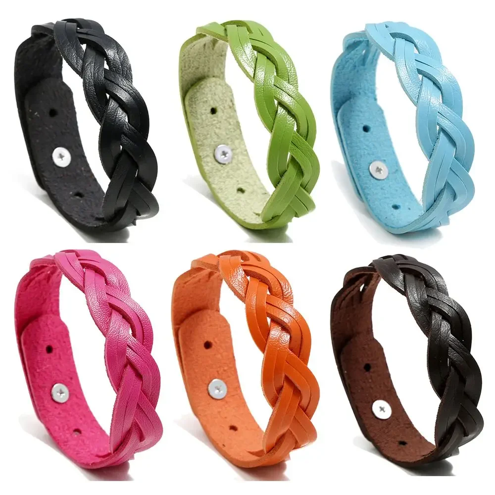 Korean Style Fashion Solid Braided Twist Leather Bracelet Simple ...