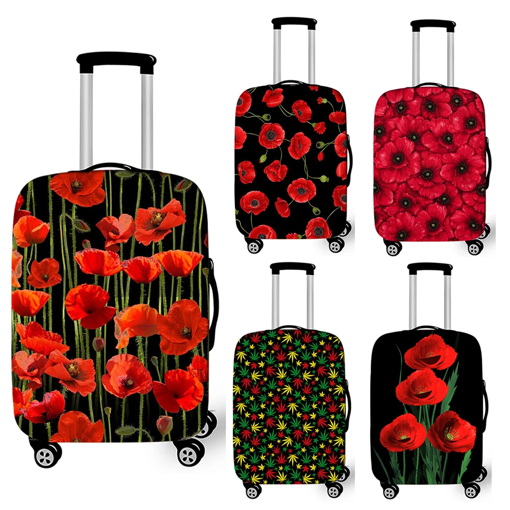 Beautiful-Red-Poppy-Flower-Suitcase-Cover-Travel-Accessories-Elastic ...