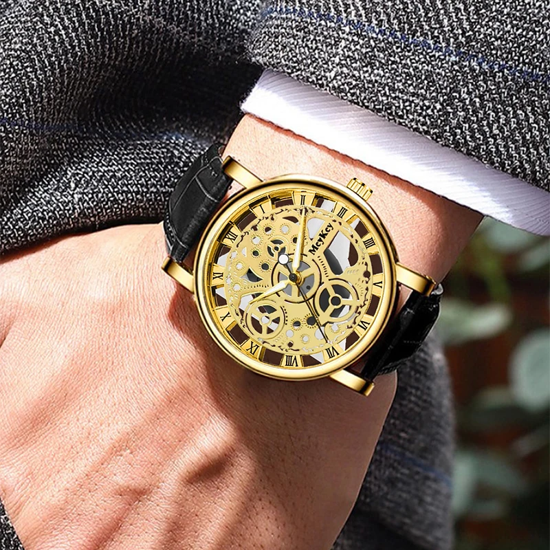Fashion Mens Watches Leather Strap Business Casual Watch Luxury Men ...