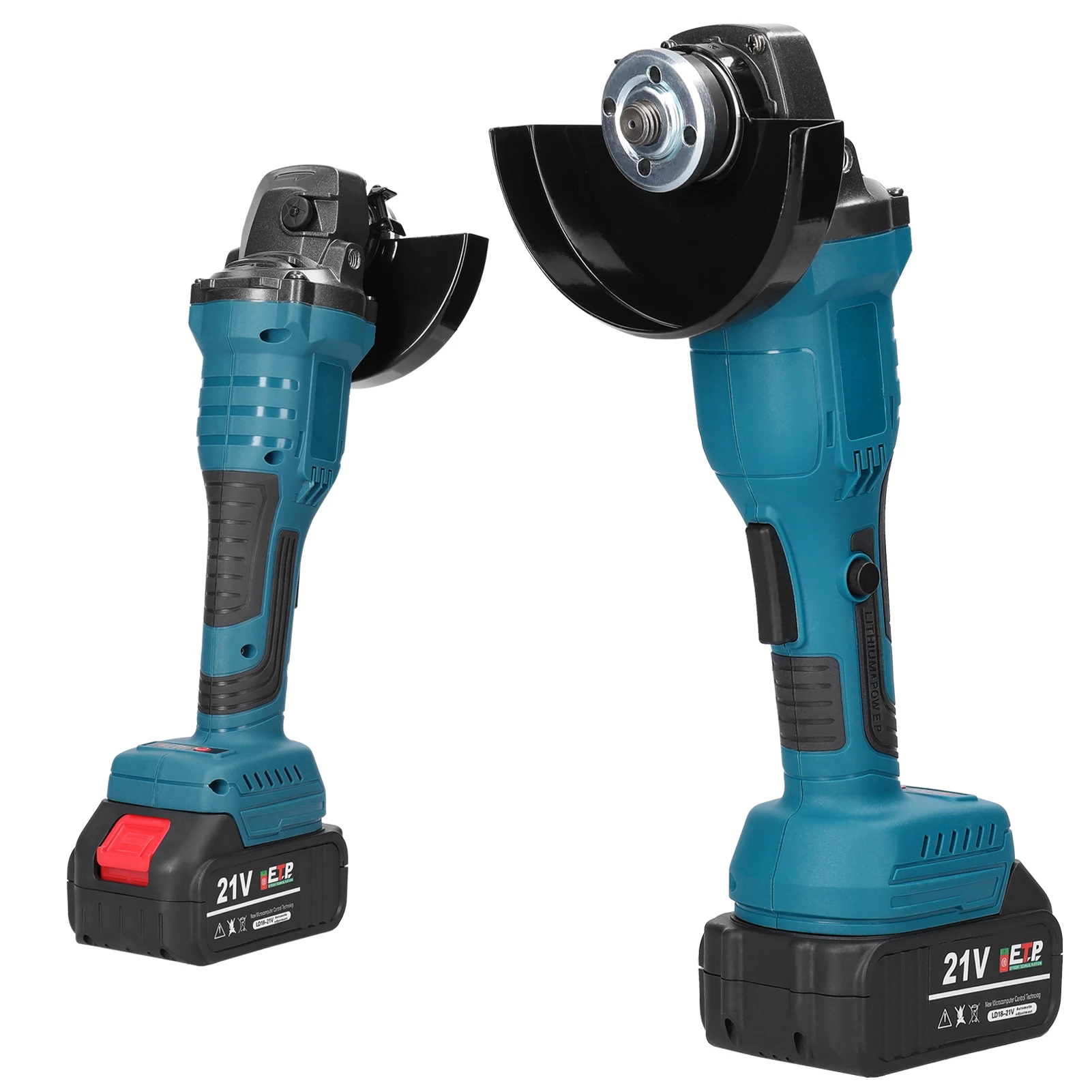 Cordless Angle Grinder 21V Battery Grinder Tool With 2-Position 125MM ...