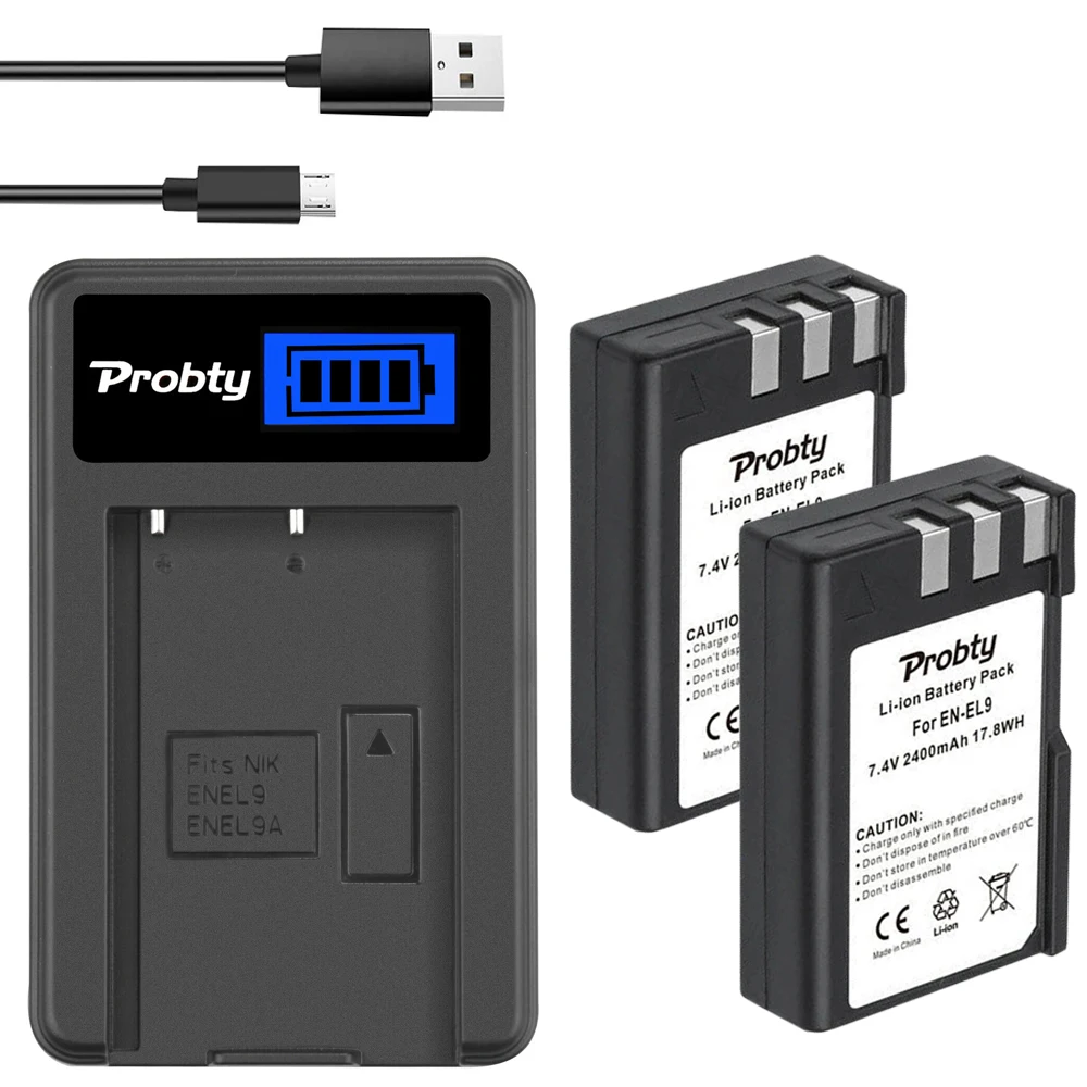 2400mAh EN EL9 EN EL9A EN-EL9 EL9A ENEL9 Batteries + LED Charger MH-23 ...