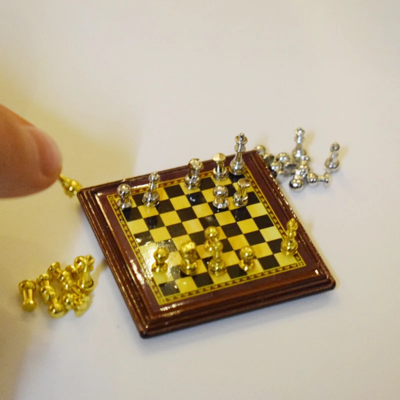 Mini-1-12-Scale-Dollhouse-Miniature-International-Chess-Set-Pretend ...