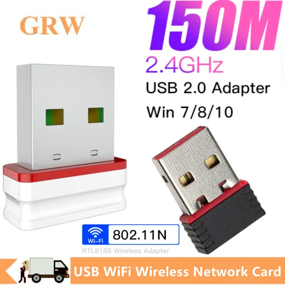 Mini Adaptador Wi Fi USB sem fio, 150Mbps, LAN, Receptor, Dongle, 802. ...