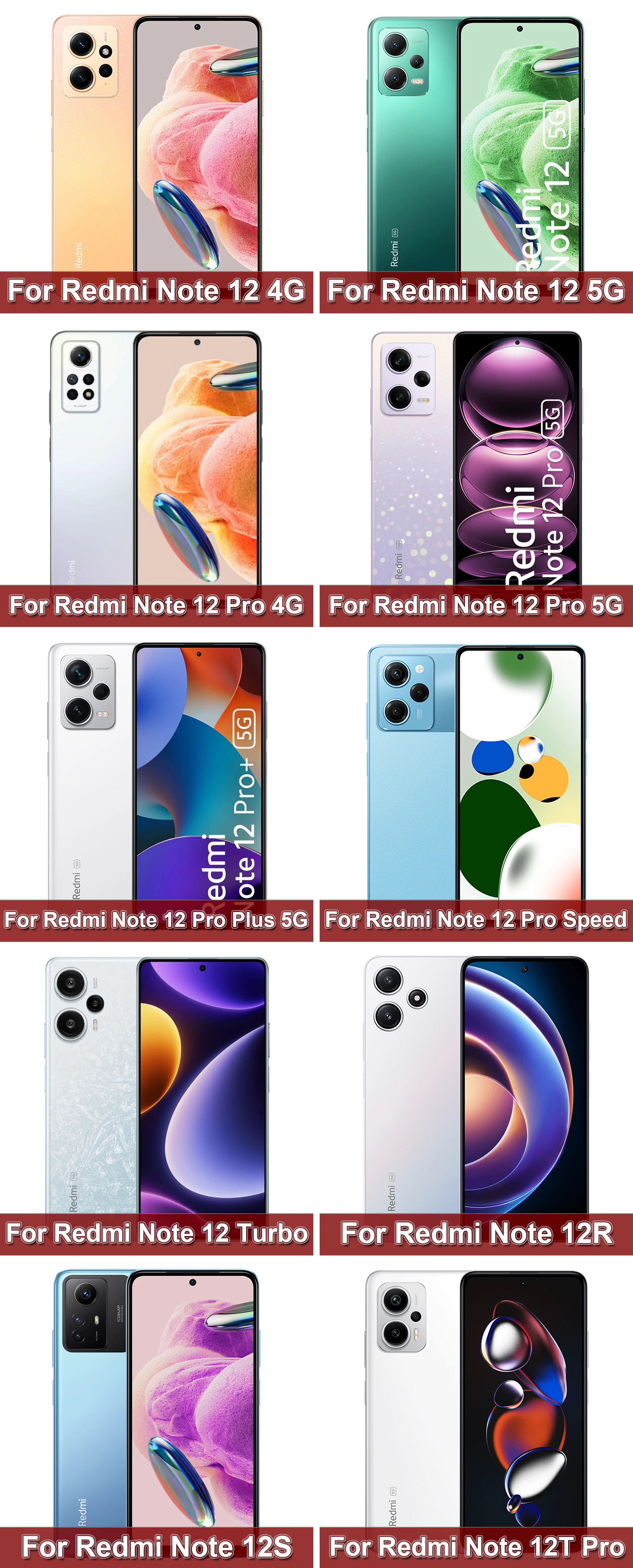 Для Redmi Note 12 4G Чехол с магнитным кожаным узором для Redmi Note 12 ...