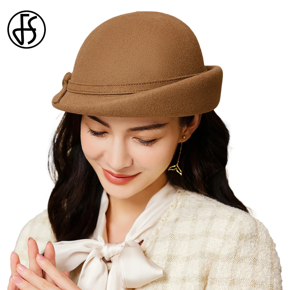 FS British Fashion Elegant Top Hats For Women Wedding Party Warped Edge ...