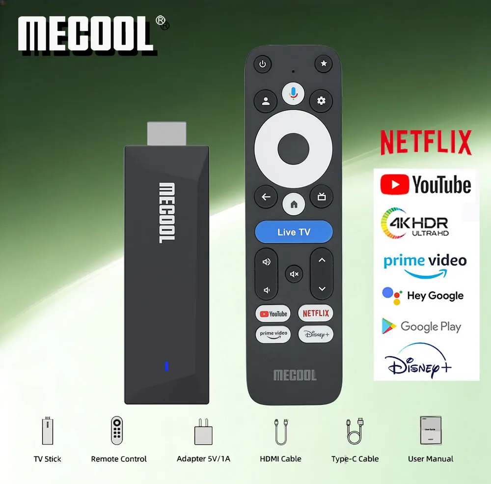 MECOOL MEgo 1 Android TV Stick Reltek Quad-core 8GB Google TV Sticks 2K ...